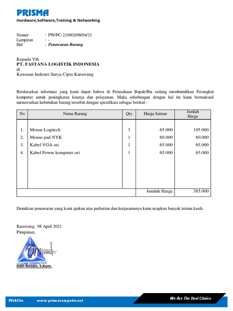 Penawaran Perangkat Komputer Terbaik | PDF | Bisnis