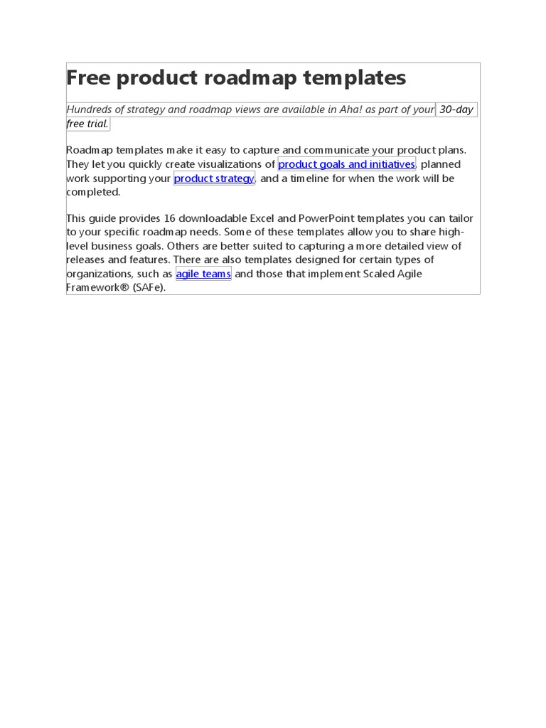 Free Product Roadmap Templates | PDF