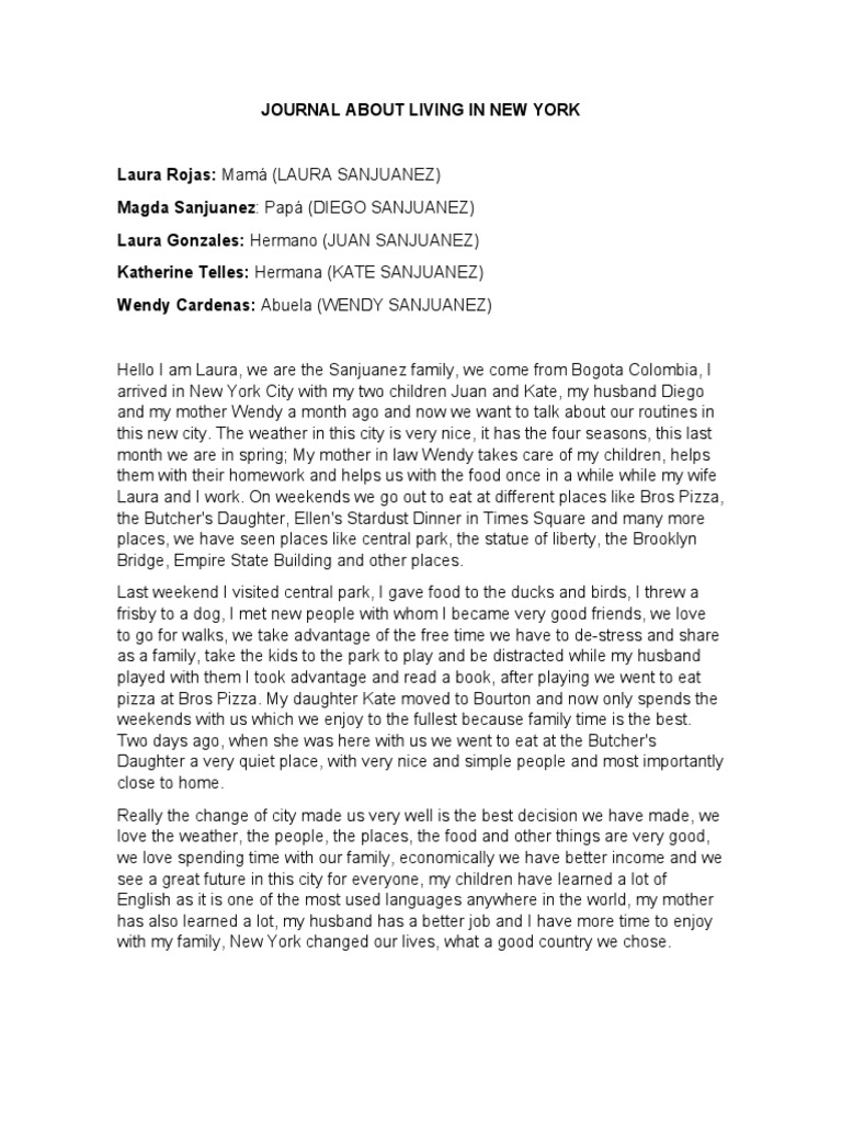 Journal About Living in New York | PDF