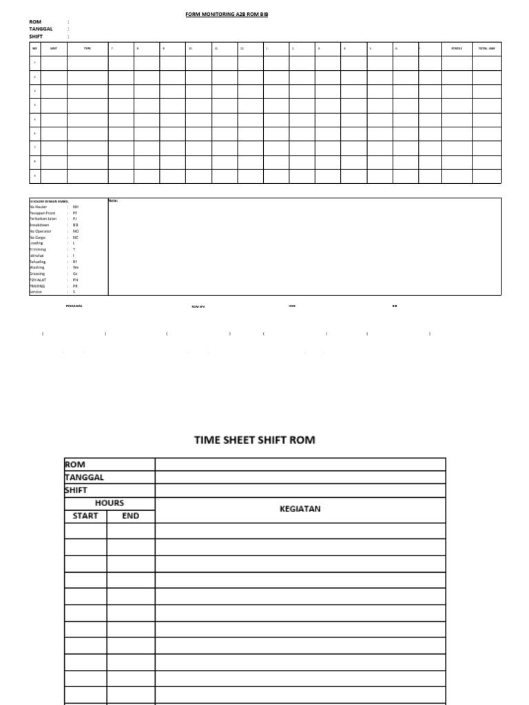 A2B Shift Monitoring Log Template | PDF