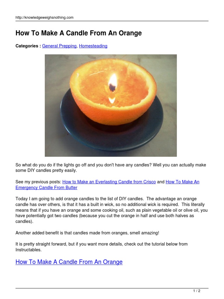 Diy Orange Candle Tutorial Pdf Technology Engineering