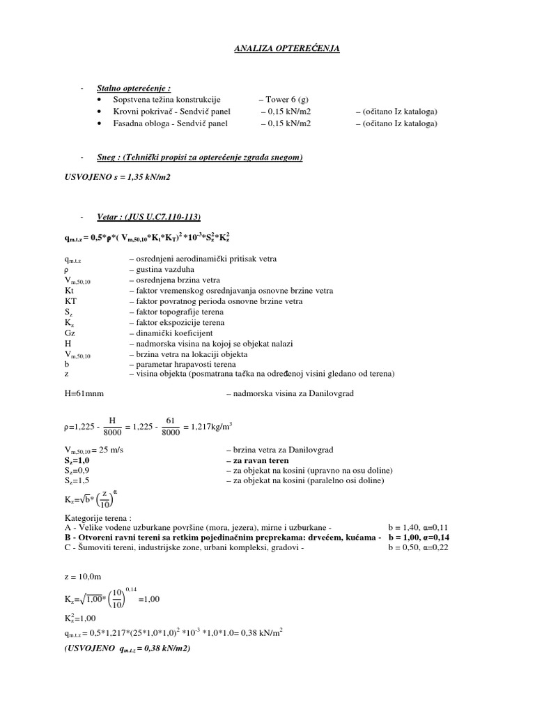Staticki Proracun - 20x15x4.3m - Danilovgrad | PDF