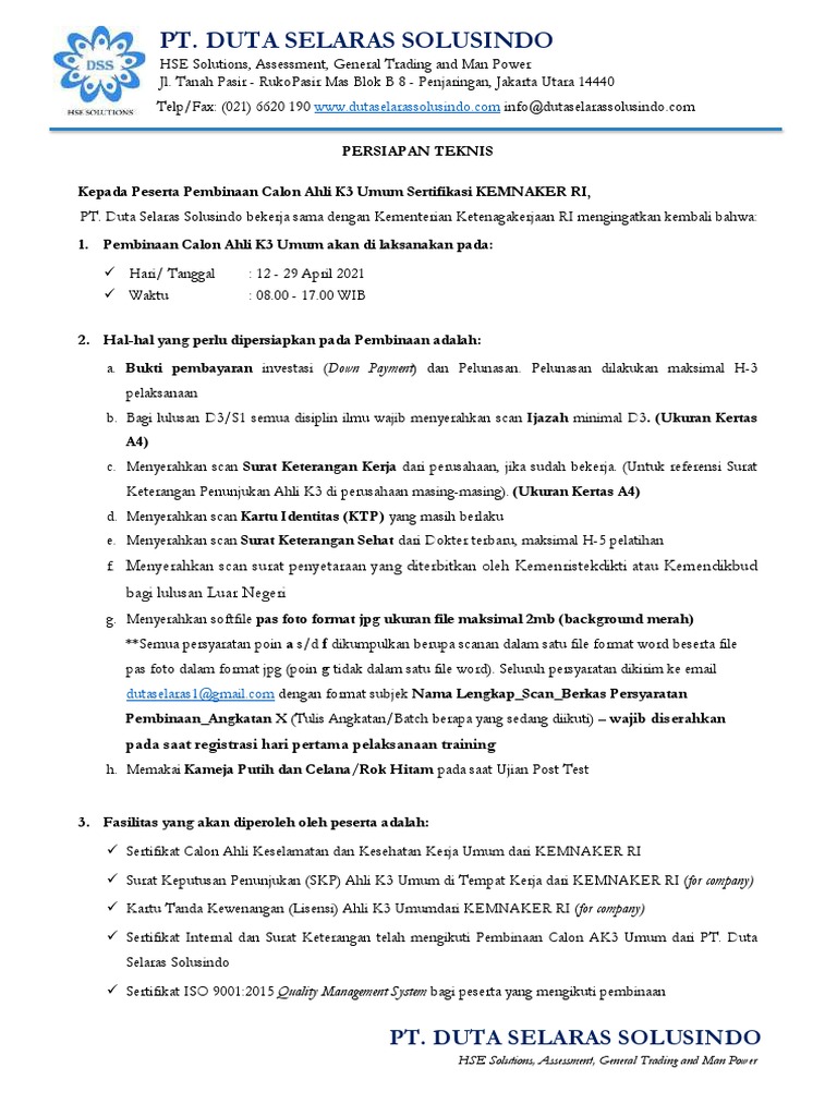 Persiapan Pembinaan Ahli K3 Umum | PDF | Bisnis