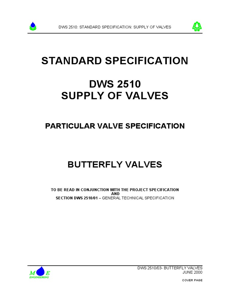 Butterfly Valve Specifications DWS 2510 | PDF | Valve | Building Materials