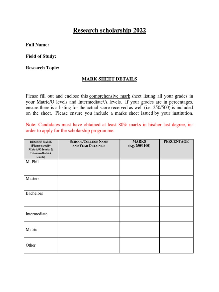 Marksheet Form | PDF