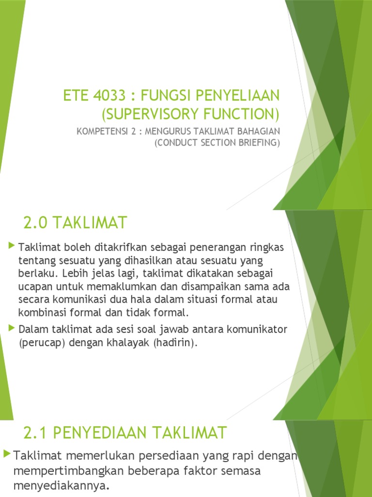 Slide 2 - Mengurus Taklimat Bahagian | PDF