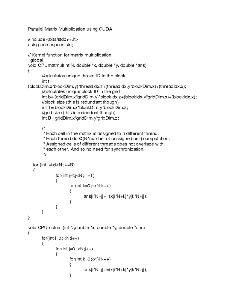 BECOA157 Parallel Matrix Multiplication | PDF | Thread (Computing ...