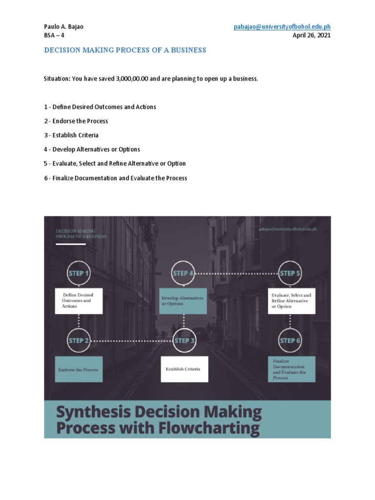 Synthesis Decision Making Process With Flowcharting | PDF | Decision ...