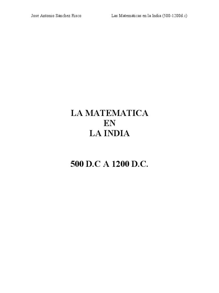 Matemáticas en India: 500-1200 d.C. | PDF | Números | Pi
