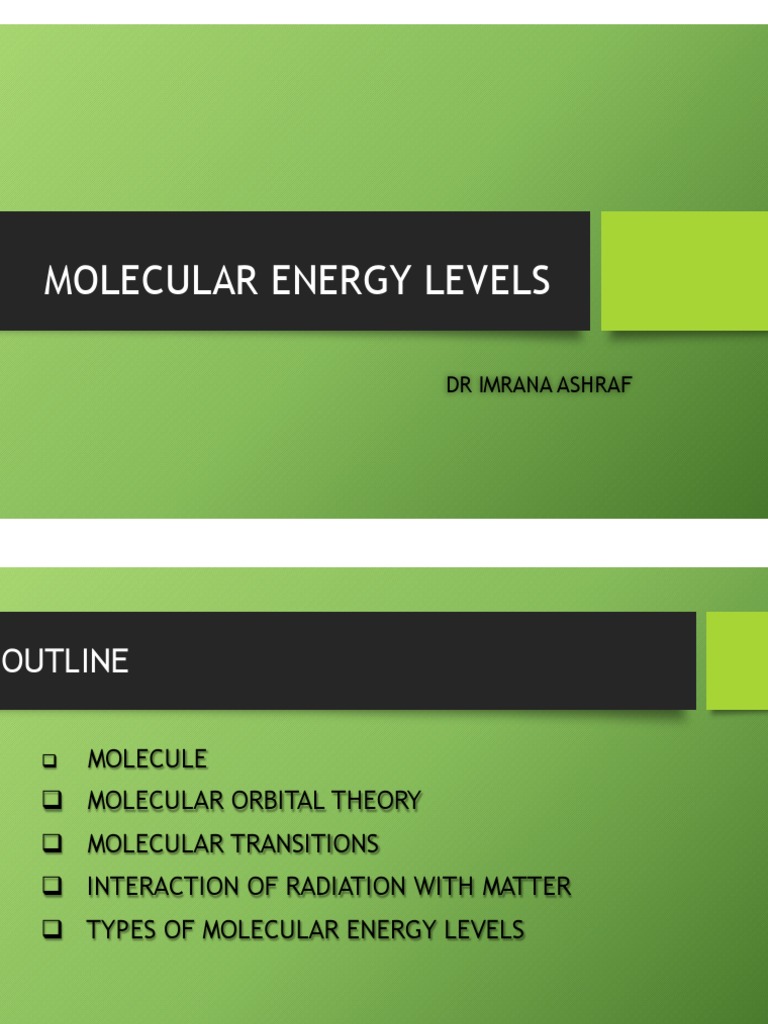 Molecular Energy Levels: DR Imrana Ashraf | PDF | Energy Level ...
