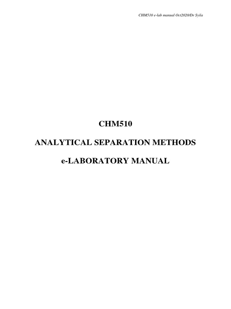 CHM510-e - LaboratoryManual Sem October 2020-Februari2021 | PDF | High Performance Liquid ...