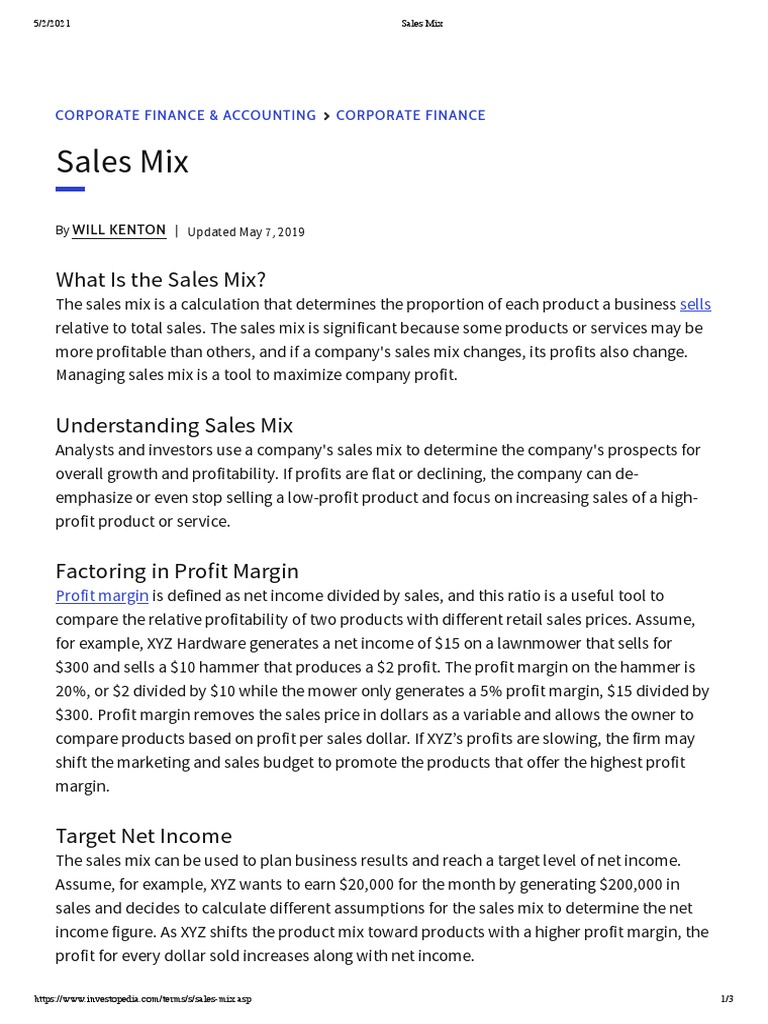 Sales Mix - Investopedia | Download Free PDF | Inventory | Financial ...