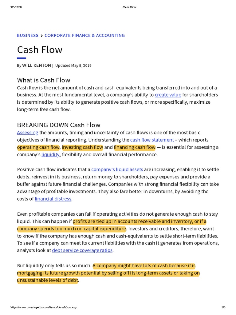 Cash Flow - Investopedia | Download Free PDF | Cash Flow Statement ...