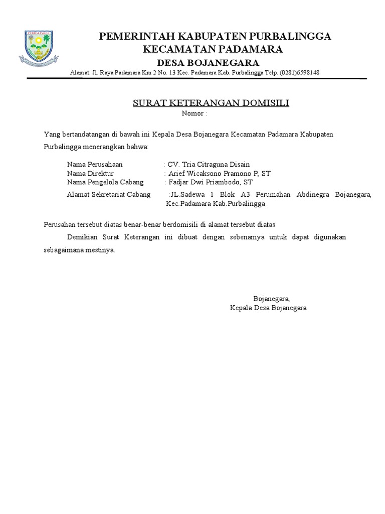 Surat Keterangan Domisili | PDF