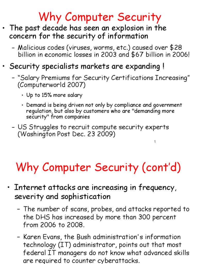 Why Computer Security: - The Past Decade Has Seen An Explosion in The ...