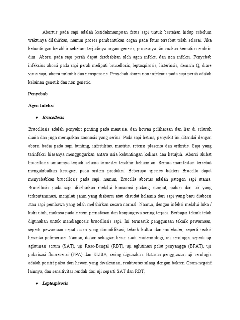 Abortus Pada Sapi Adalah Ketidakmampuan Fetus Sapi Untuk Bertahan Hidup ...