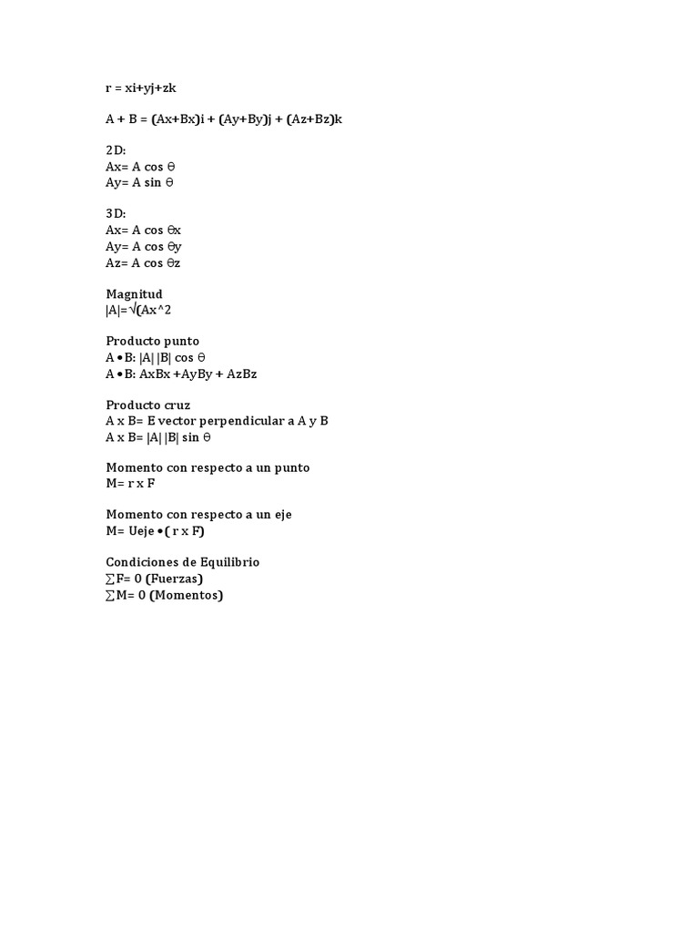 Formulario Estatica | PDF