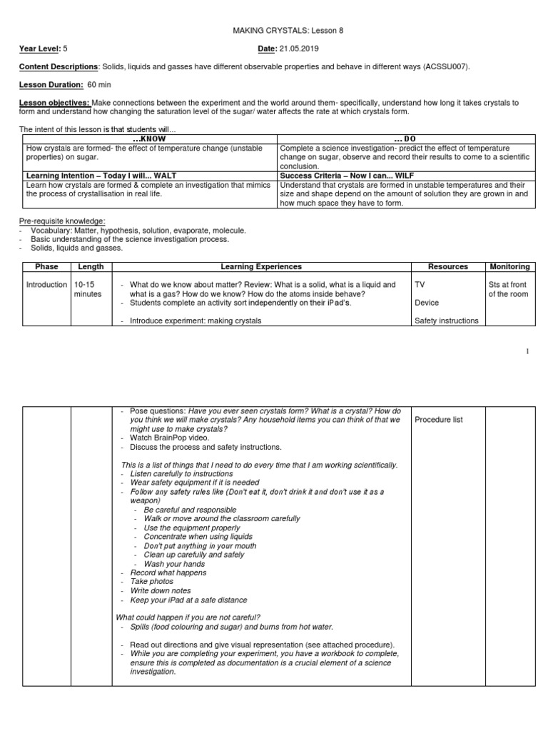 Lesson 8 - Making Crystals - s2 | PDF | Physical Chemistry | Chemistry