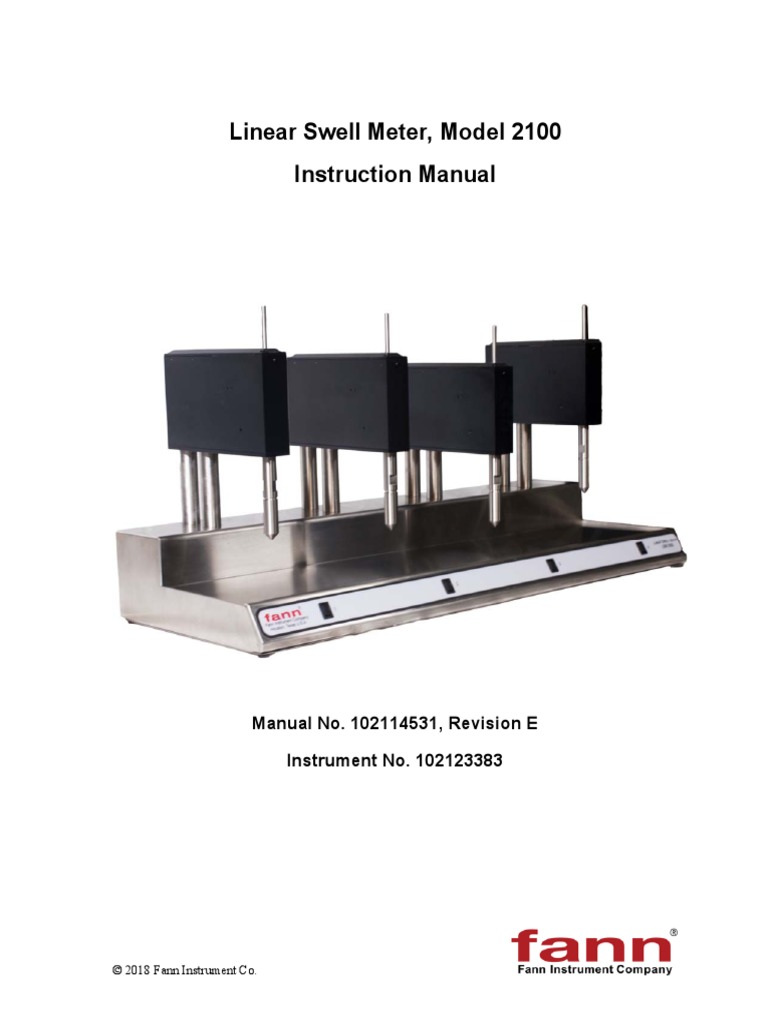 Linear Swell Meter, Model 2100 Instruction Manual: Manual No. 102114531 ...
