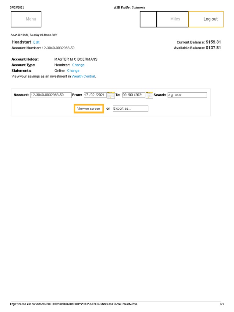 ASB FastNet - Statements | Download Free PDF | Debit Card | Money