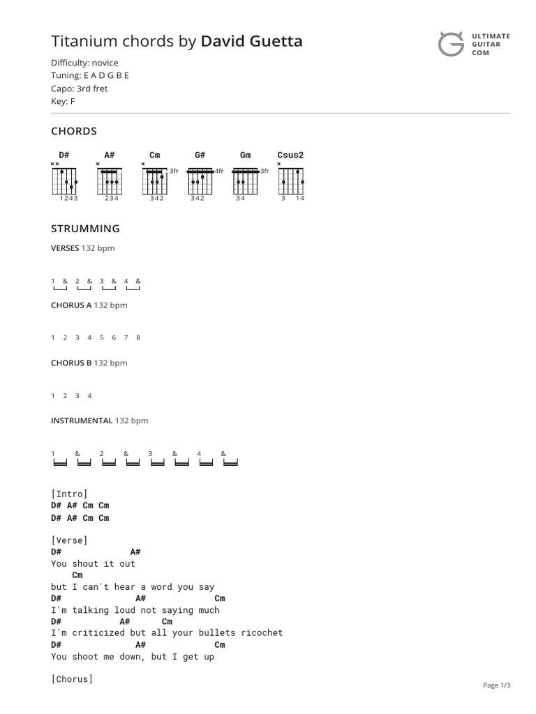 Titanium Chords (Ver 2) by David Guettatabs at Ultimate Guitar Archive ...