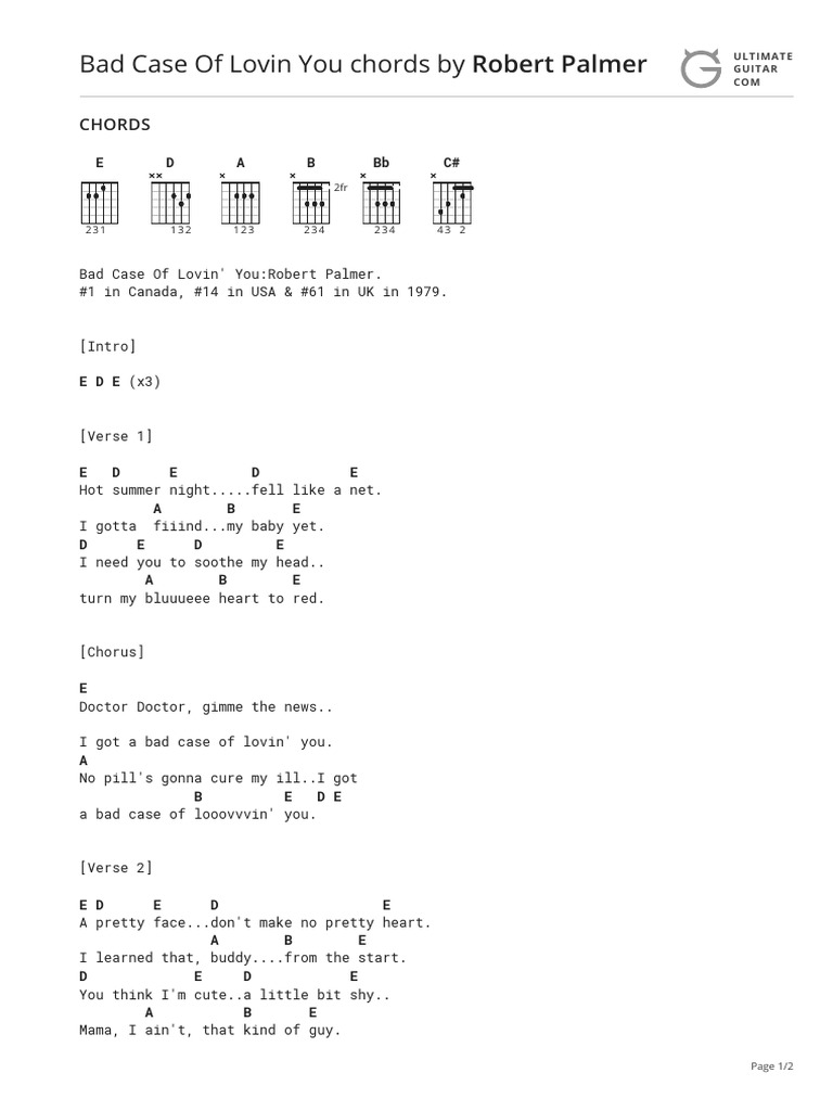 Bad Case of Lovin You Chords | PDF
