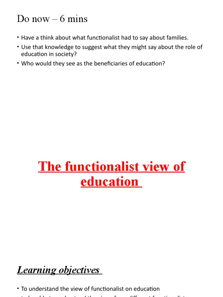 Functionalist Perspective on Education | PDF | Value (Ethics ...