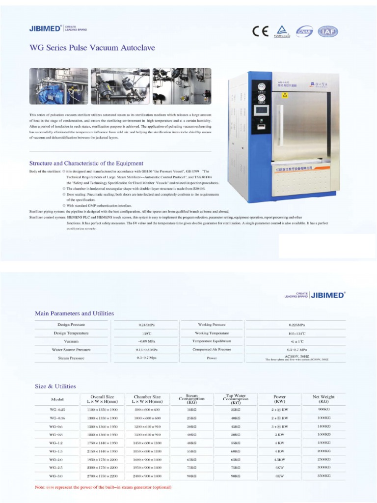 Brosur WG Series Pulse Vacuum Autoclave | PDF