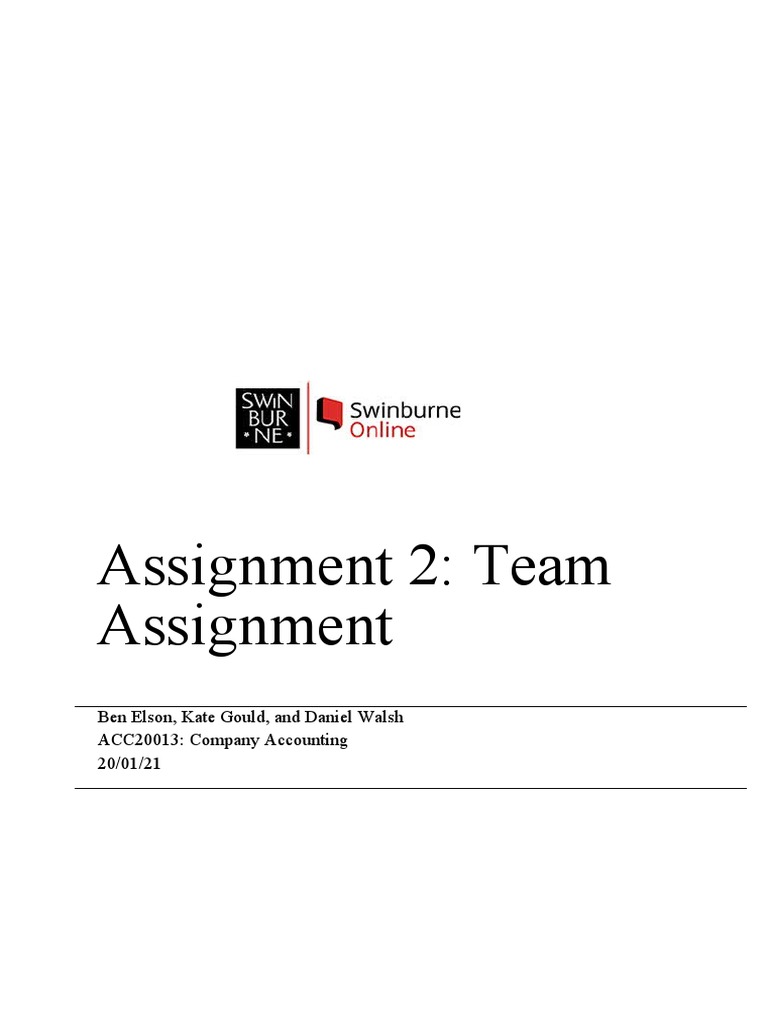 Assignment 2 - Team Assignment | PDF | Goodwill (Accounting) | Mergers ...