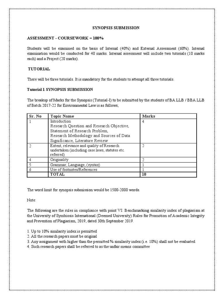 Synopsis - Guidelines and Criteria of Evaluation | PDF | Thesis ...