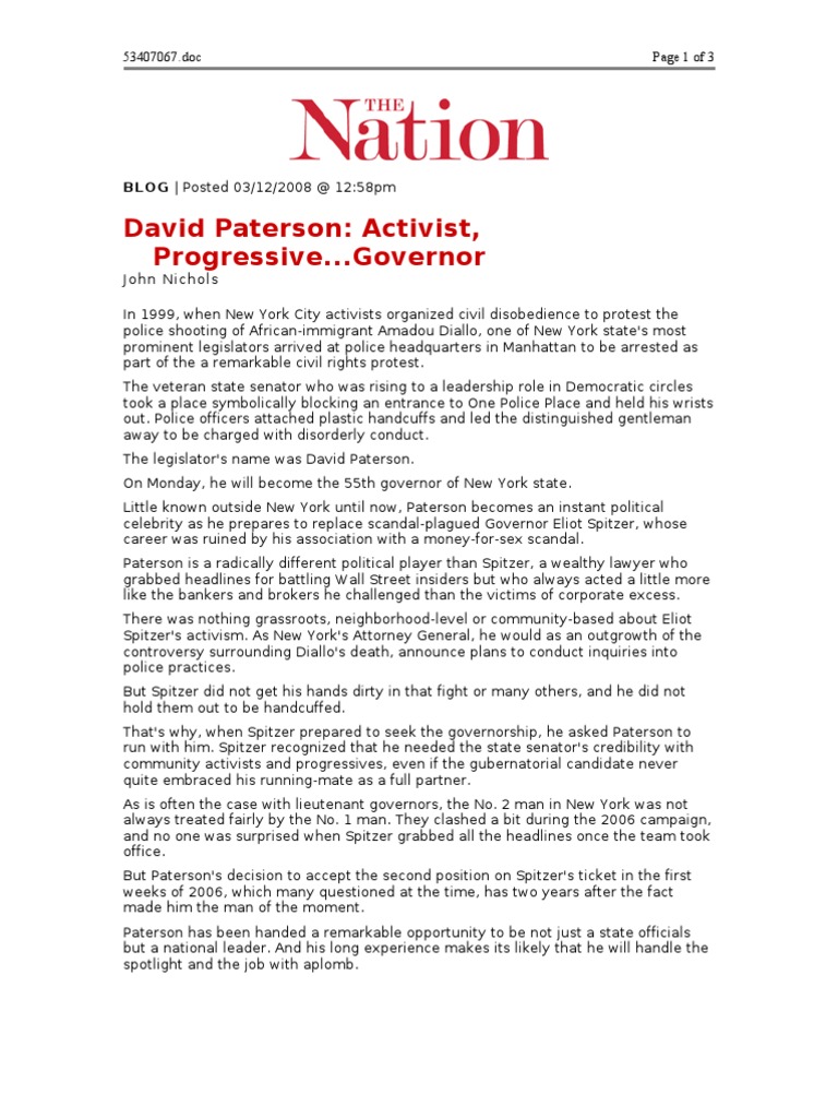 03 12 08 Nation David Activist, Progressive,,,Gover | PDF | Democratic ...