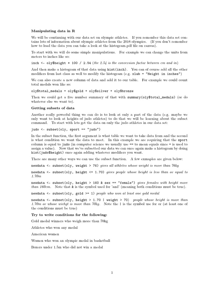 Subsetting Data | PDF | Data | Histogram