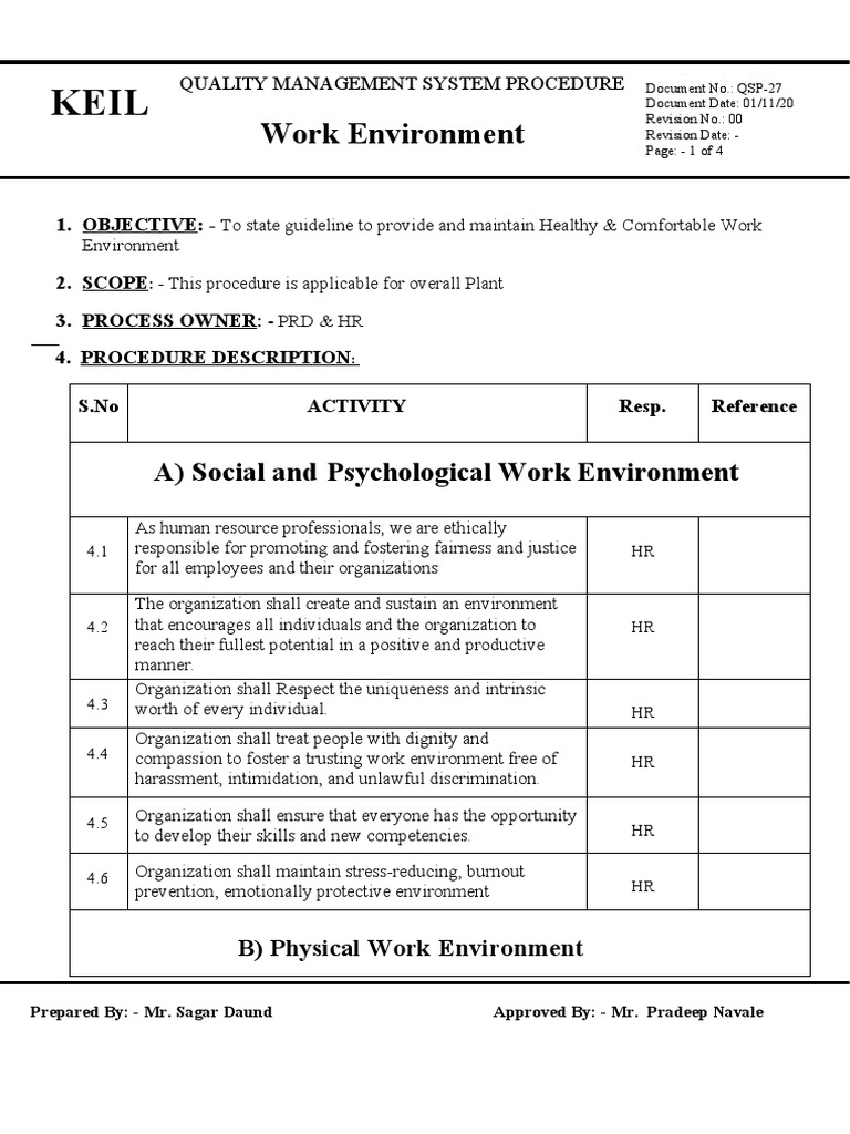 A) Social and Psychological Work Environment | PDF | Noise | Hygiene