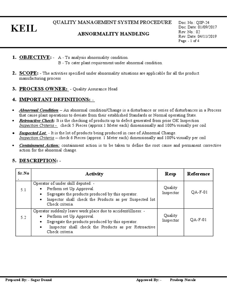 Abnormality Handling - R2 | PDF | Quality | Business Process