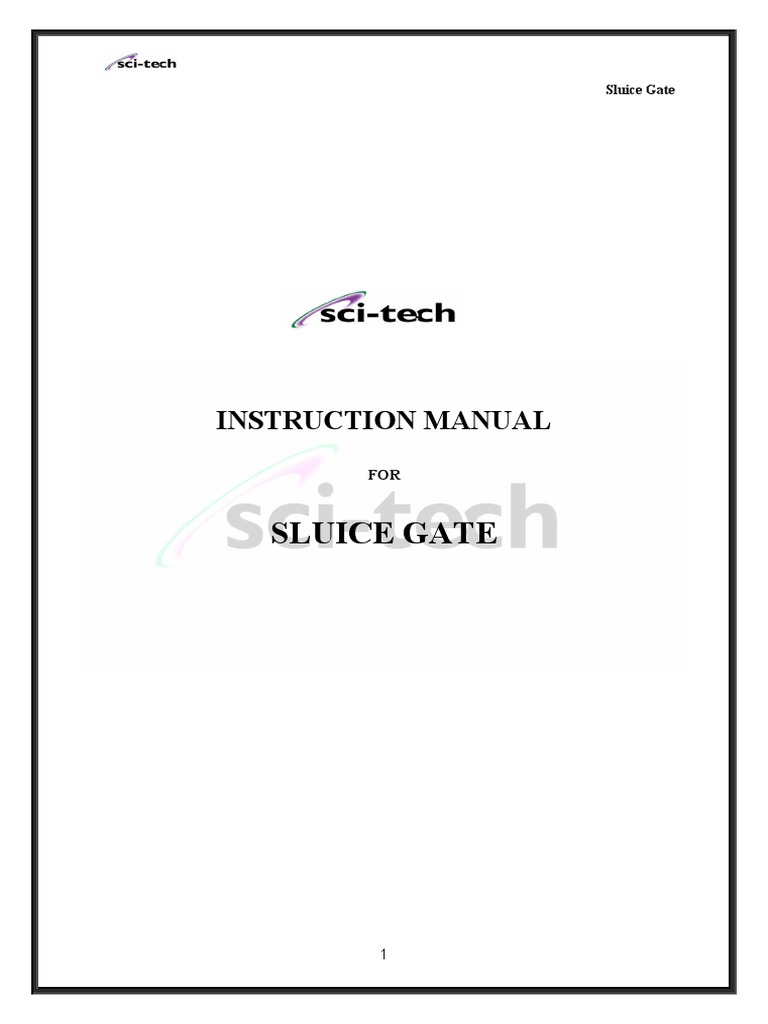 Sluice Gate: Instruction Manual | PDF | Discharge (Hydrology) | Dam