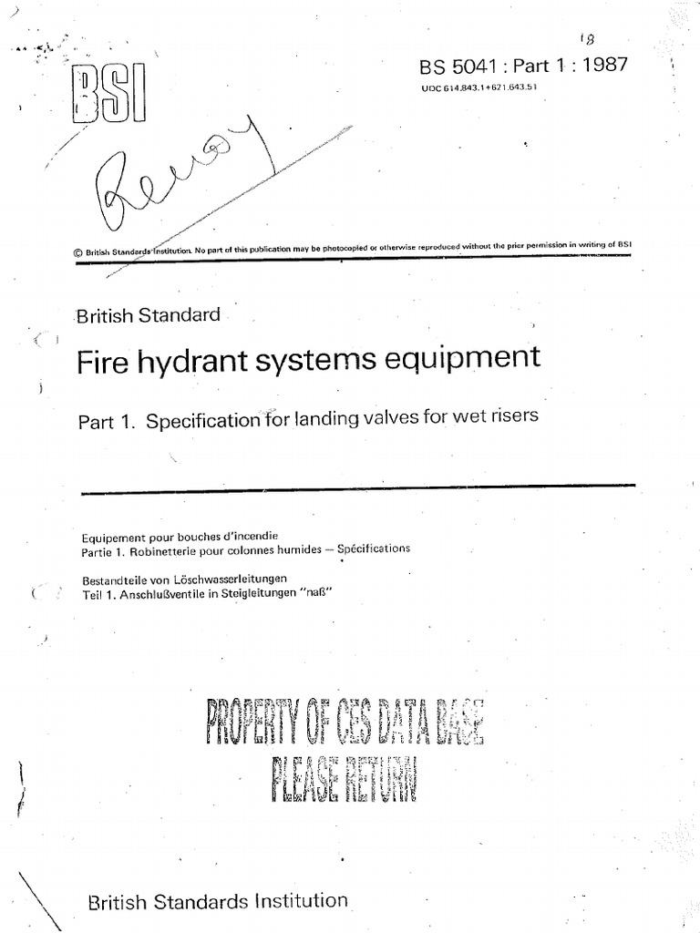 BS 5041 Part 1 & 2 Landing Valves | PDF