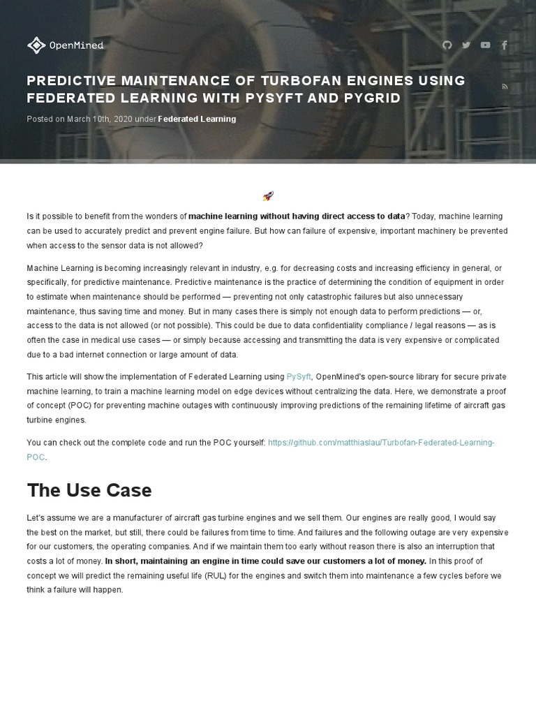 Predictive Maintenance of Turbofan Engines Using Federated Learning | Download Free PDF ...