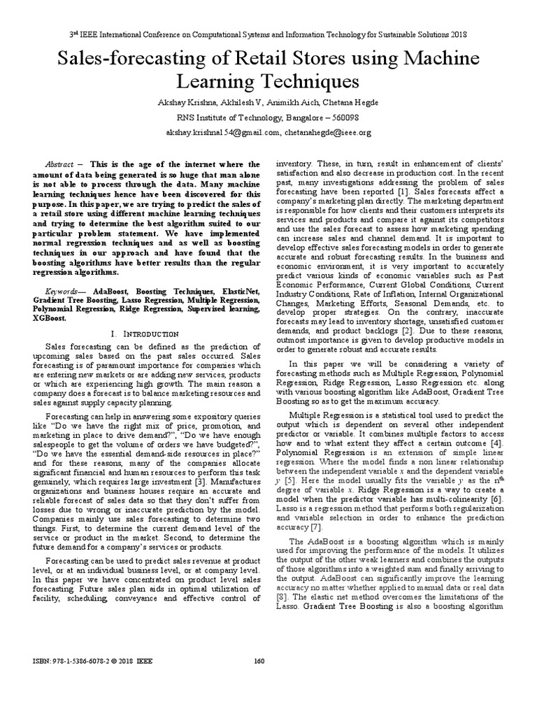 Sales-Forecasting of Retail Stores Using Machine Learning Techniques ...