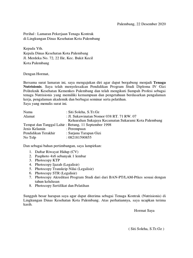 Surat Lamaran Enumerator | PDF