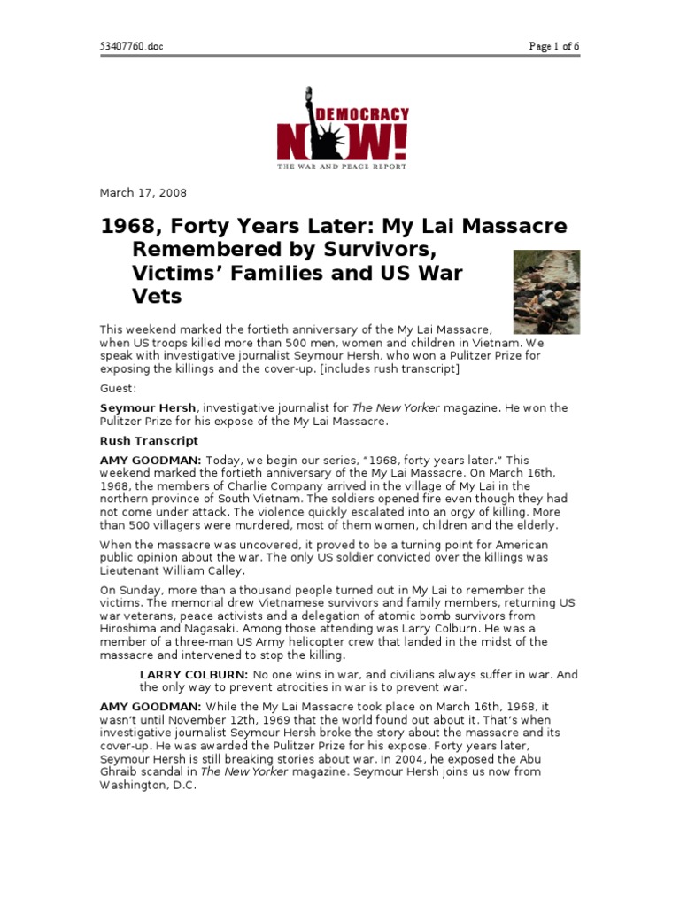 03-17-08 DN!-1968, Forty Years Later Seymour Hersh Interview | PDF ...