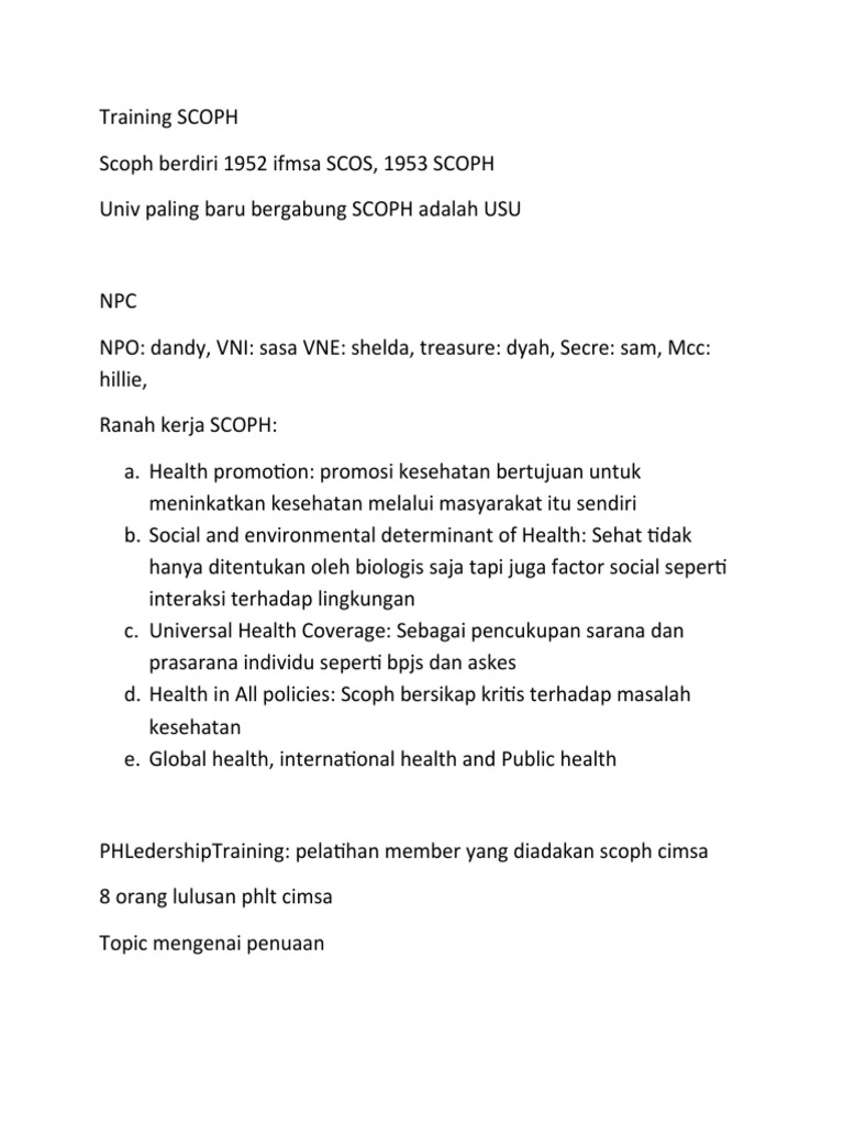 Training SCOPH | PDF