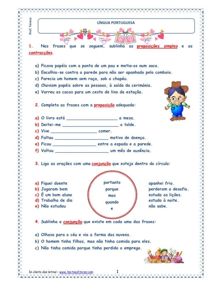 Actividades de aplicação-Preposições simples e contraídas