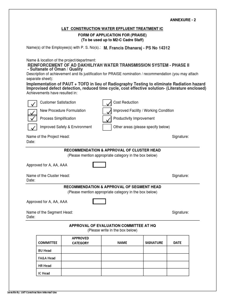 Sensitivity: LNT Construction Internal Use | PDF | Radiography | Applied And Interdisciplinary ...