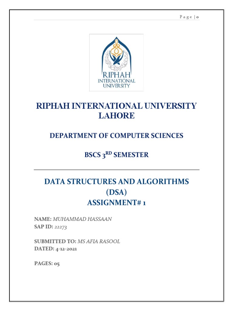 Assignment 1 Dsa (M Hassaan) | PDF | Pointer (Computer Programming ...