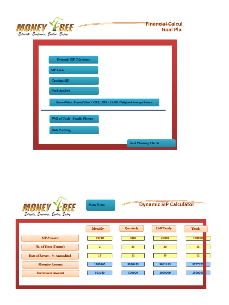 Dynamic SIP Goal Planning Calculator | PDF | Present Value | Retirement
