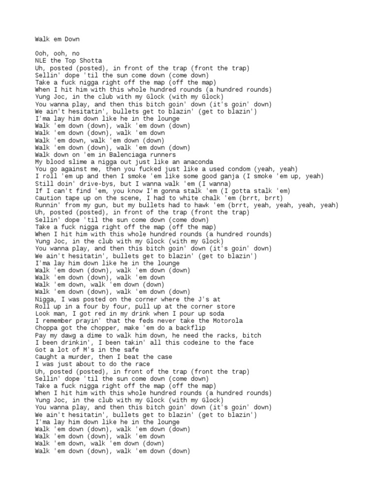 Nle Choppa - Walk em Down (Lyrics) | PDF | Nature