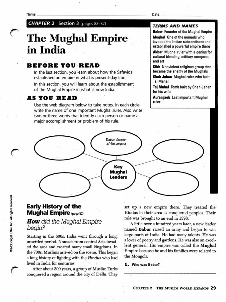 Kami Export - Mughal - Worksheet | PDF