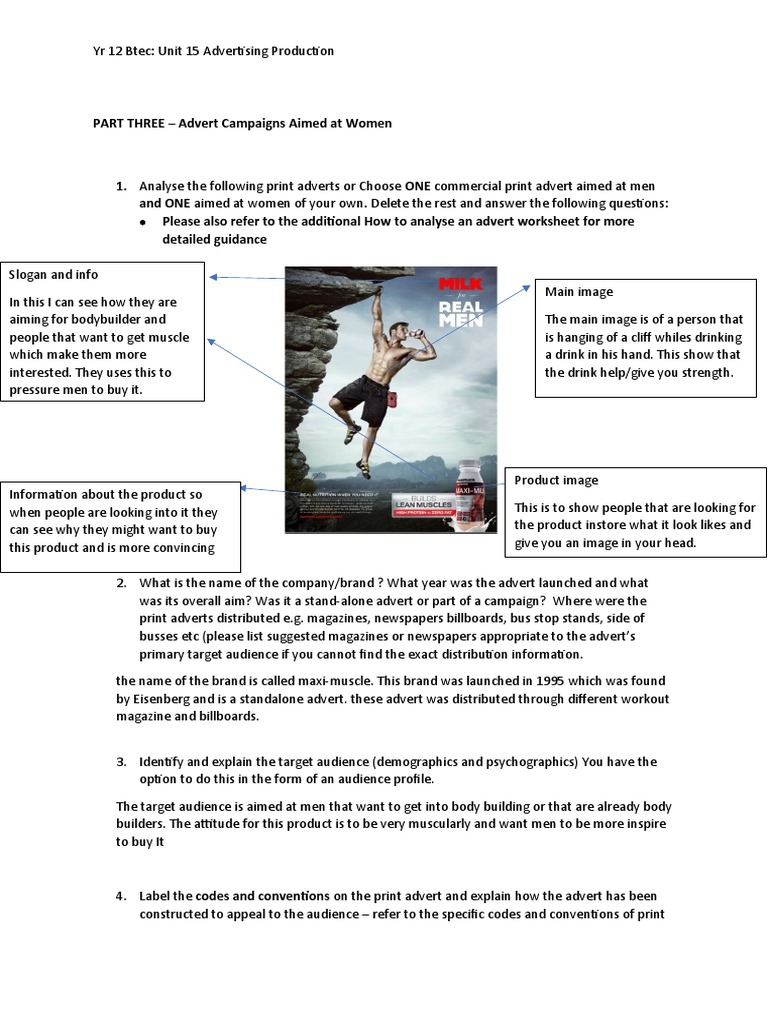 Advert Analysis Aimed at Men | PDF | Advertising | Target Audience