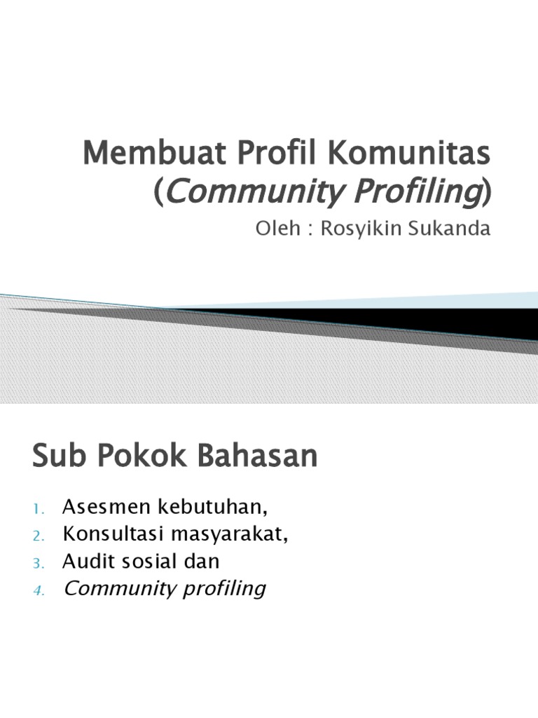 Community Profiling (Pert. 5 Lindayasos) | PDF