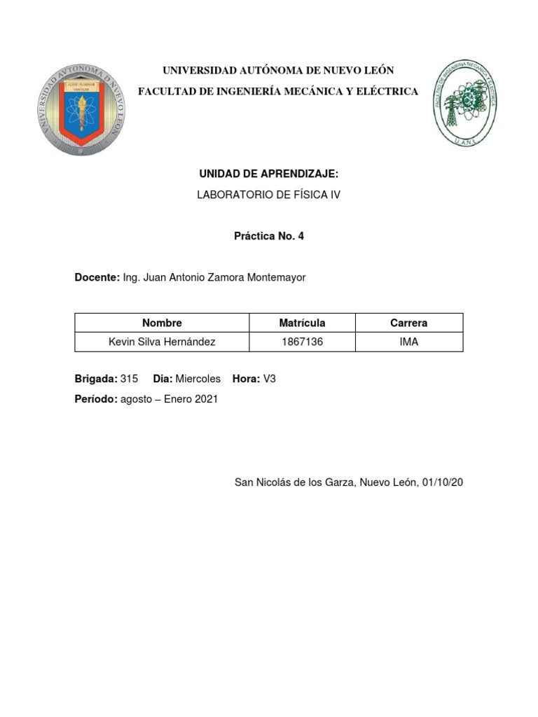 Práctica 4 Física IV | PDF | Óptica | Radiación electromagnética